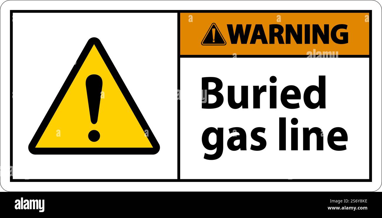 Warning Sign buried gas line On White Background Stock Vector Image ...
