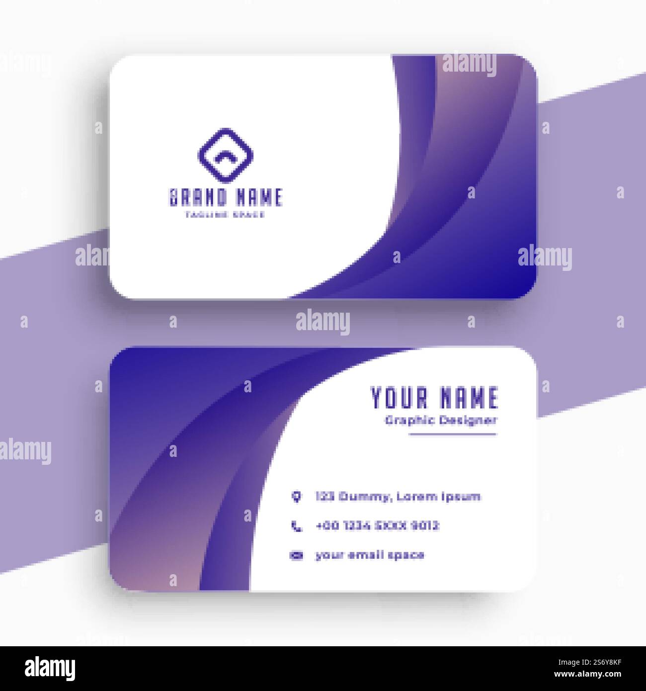 stylish purple business card with wavy shape Stock Vector Image & Art ...