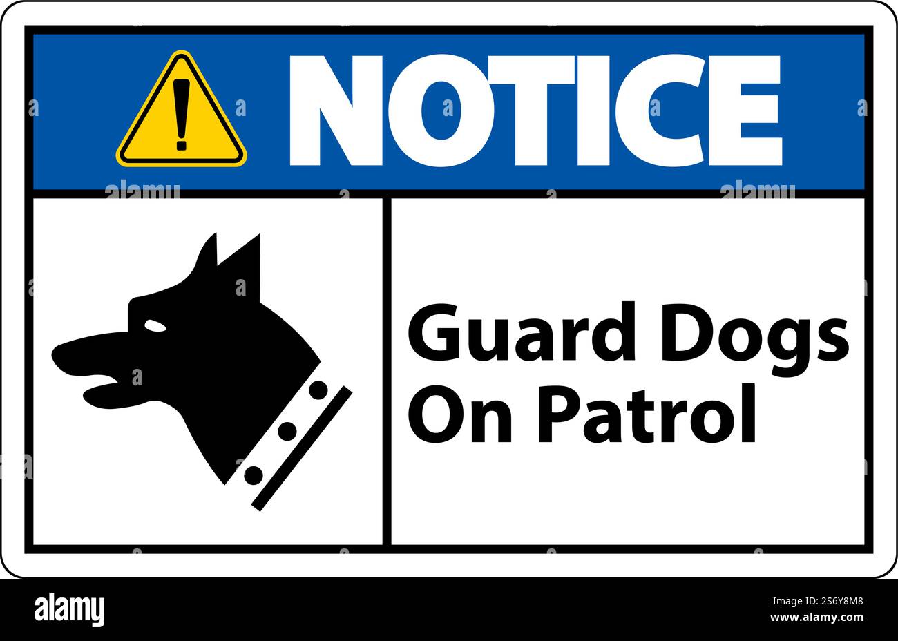 Notice Guard Dogs On Patrol Symbol Sign On White Background Stock ...