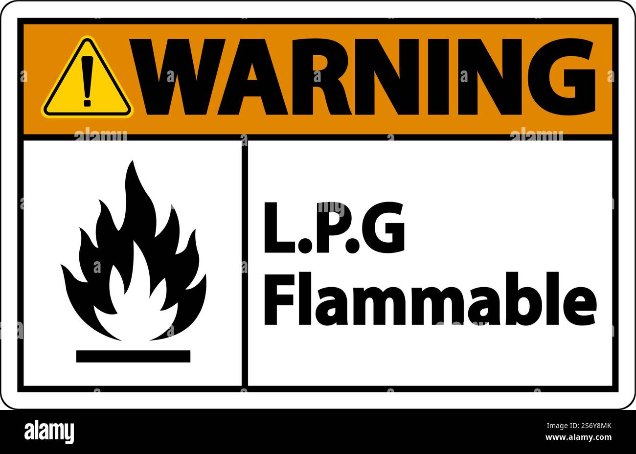 Warning L.P.G Flammable Symbol Sign On White Background Stock Vector ...
