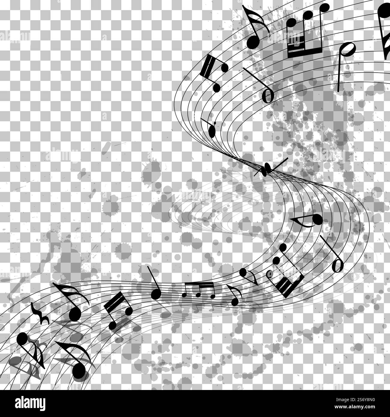 Musical Design From Music Staff Elements With Notes On Trasparent ...