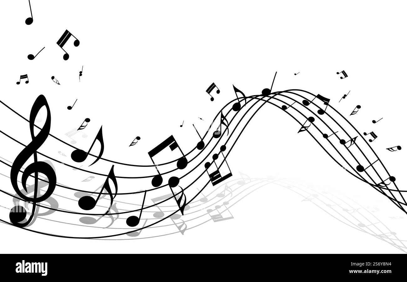 Musical notes with shadow.Abstract musical background. Musical notation ...