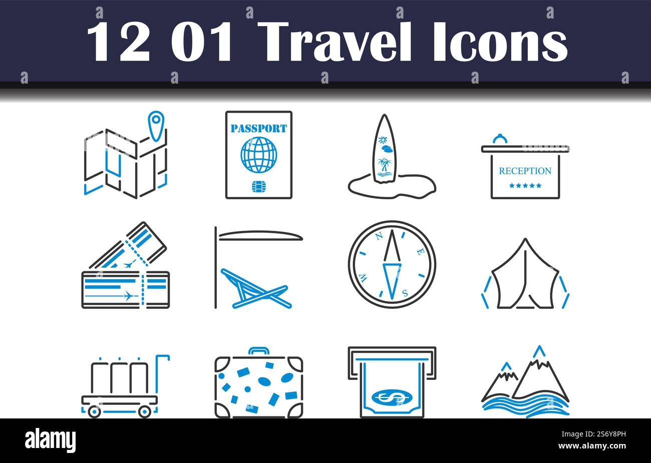 01 Travel Icon Set. Editable Bold Outline With Color Fill Design ...