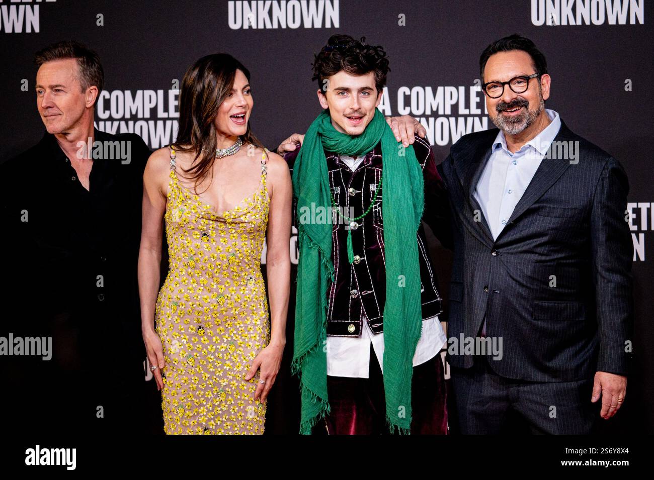 From left: Actors Edward Norton, Monica Barbaro, Timothee Chalamet, and ...