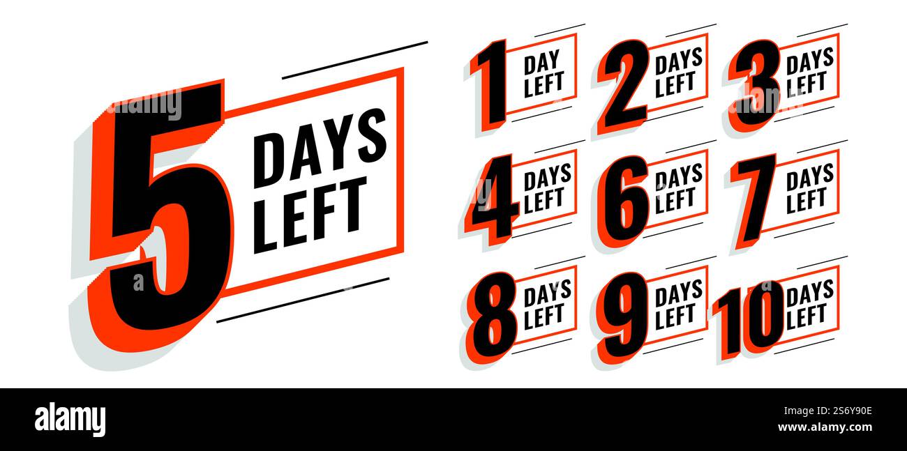 countdown timer with number of days left tags Stock Vector Image & Art ...