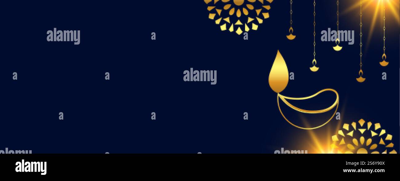 happy diwali website header in golden colors Stock Vector Image & Art ...