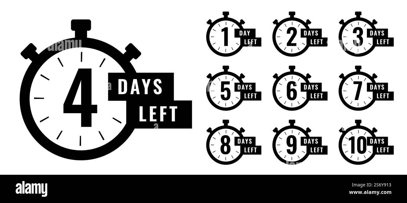 clock with countdown time for number of days left Stock Vector Image & Art - Alamy