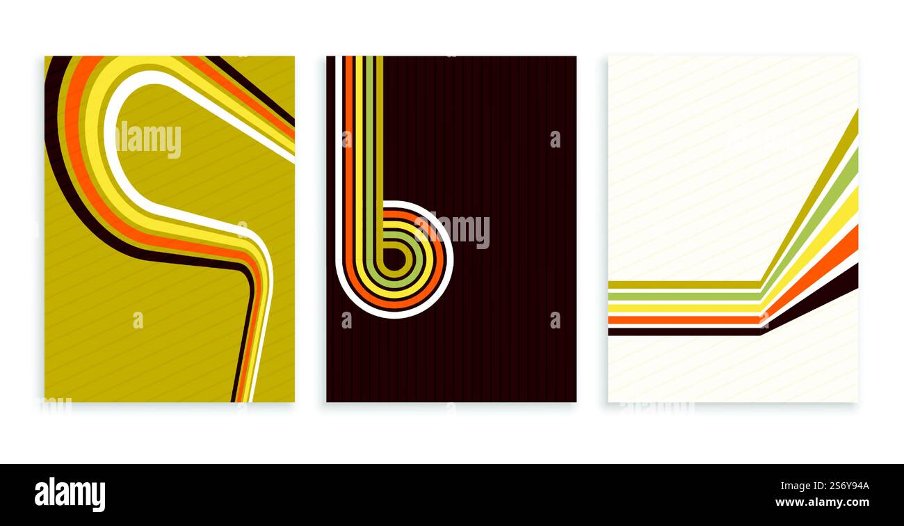 collection of abstract set of retro lines poster background Stock ...