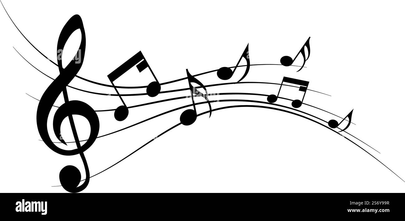 Musical notes with shadow.Abstract musical background. Musical notation ...