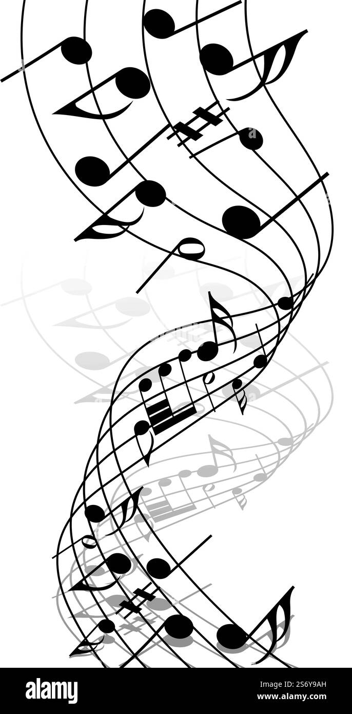 Musical notes with shadow.Abstract musical background. Musical notation ...