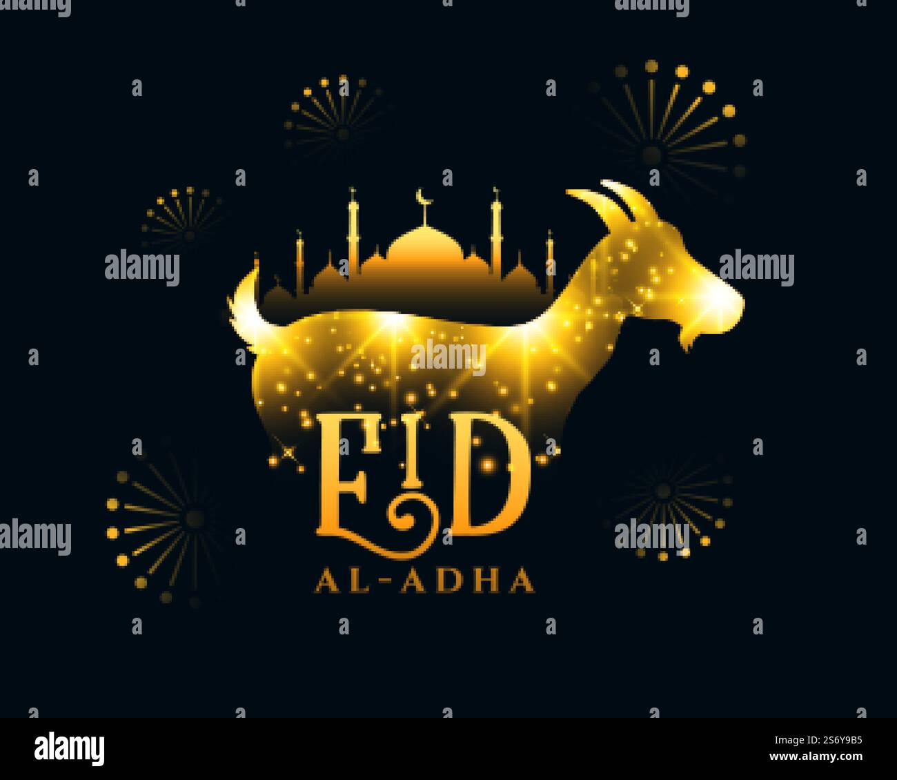 eid al adha 2021 wishes card with golden sparkles Stock Vector Image ...