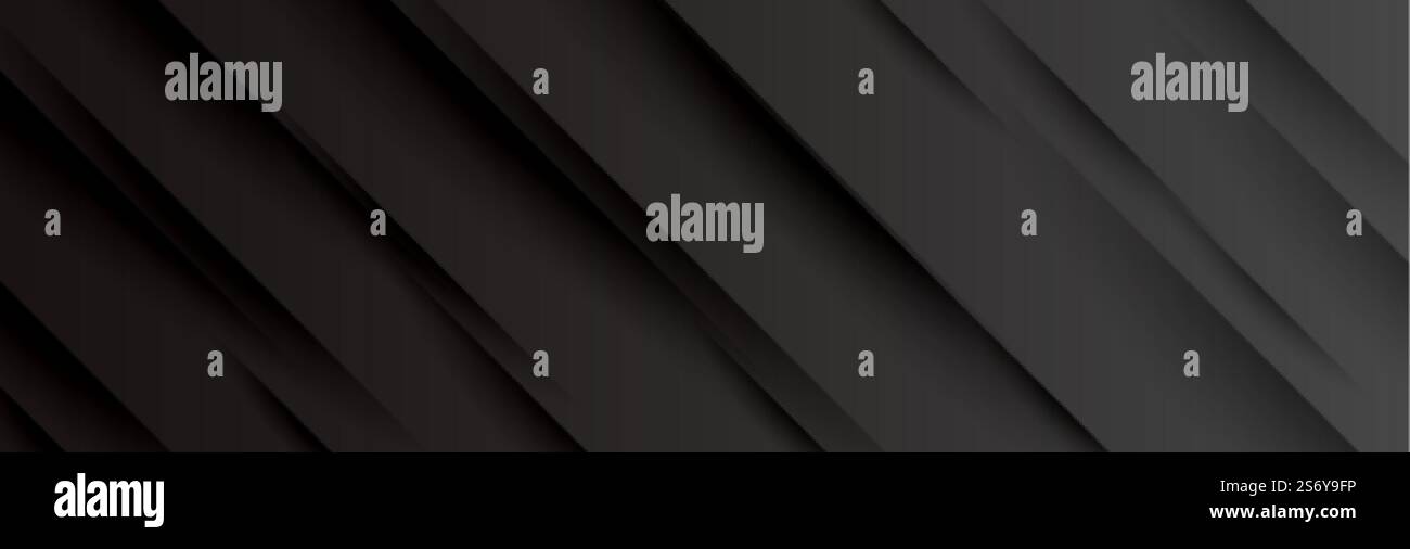black wide banner with shadow lines design Stock Vector Image & Art - Alamy