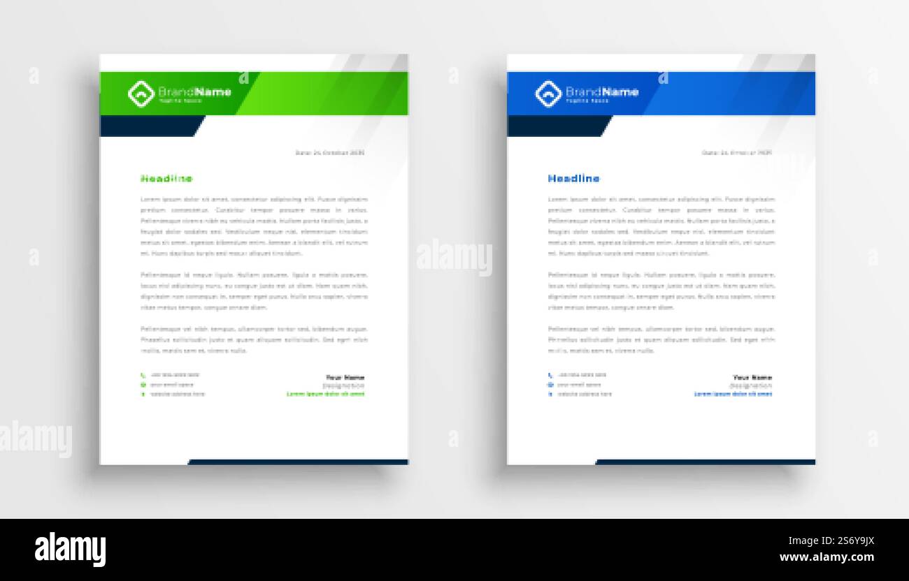 two modern letterhead template design for business identity Stock Vector Image & Art - Alamy