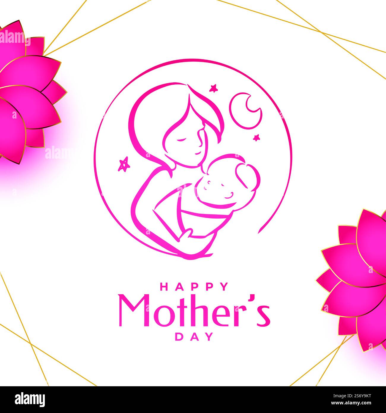hand drawn lovely mothers day greeting card design Stock Vector Image ...