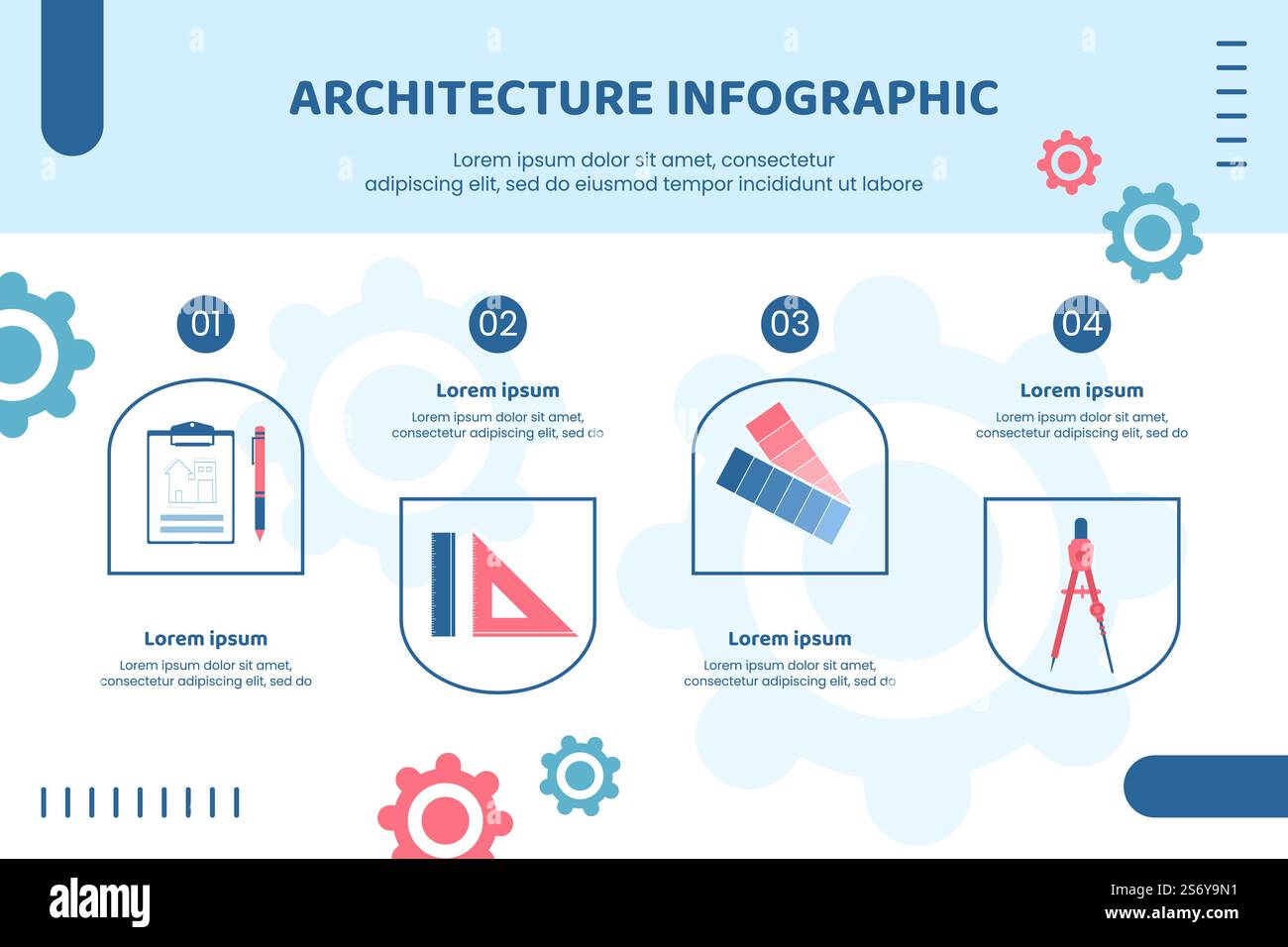Architect or Engineer Infographic Template Flat Cartoon Background ...