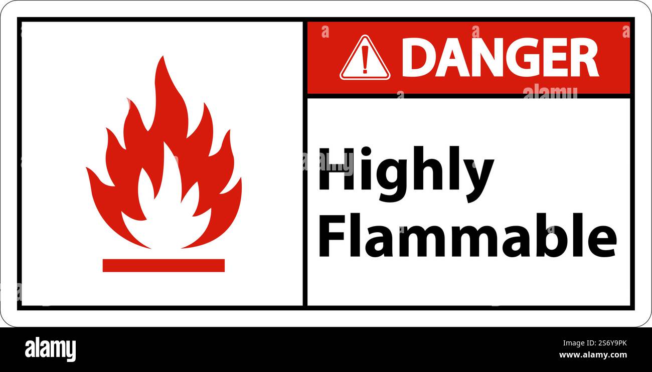 Caution Highly Flammable Sign On White Background Stock Vector Image ...