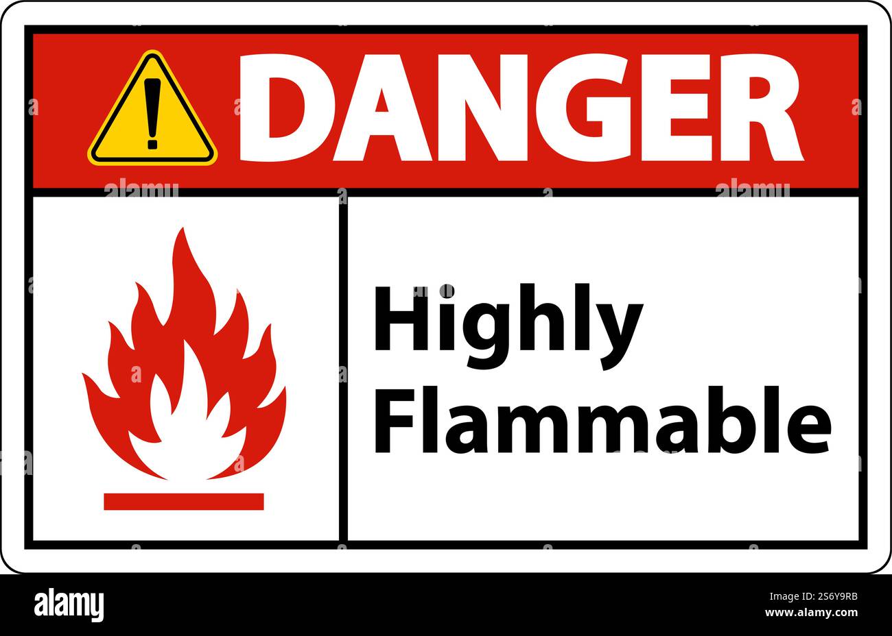 Caution Highly Flammable Sign On White Background Stock Vector Image ...