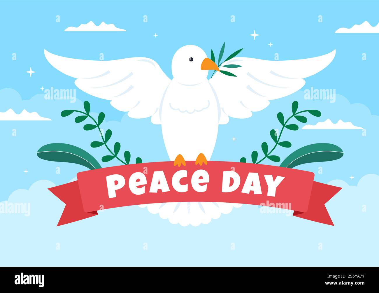 International Peace Day Cartoon Illustration with Hands, Pigeon, Globe ...