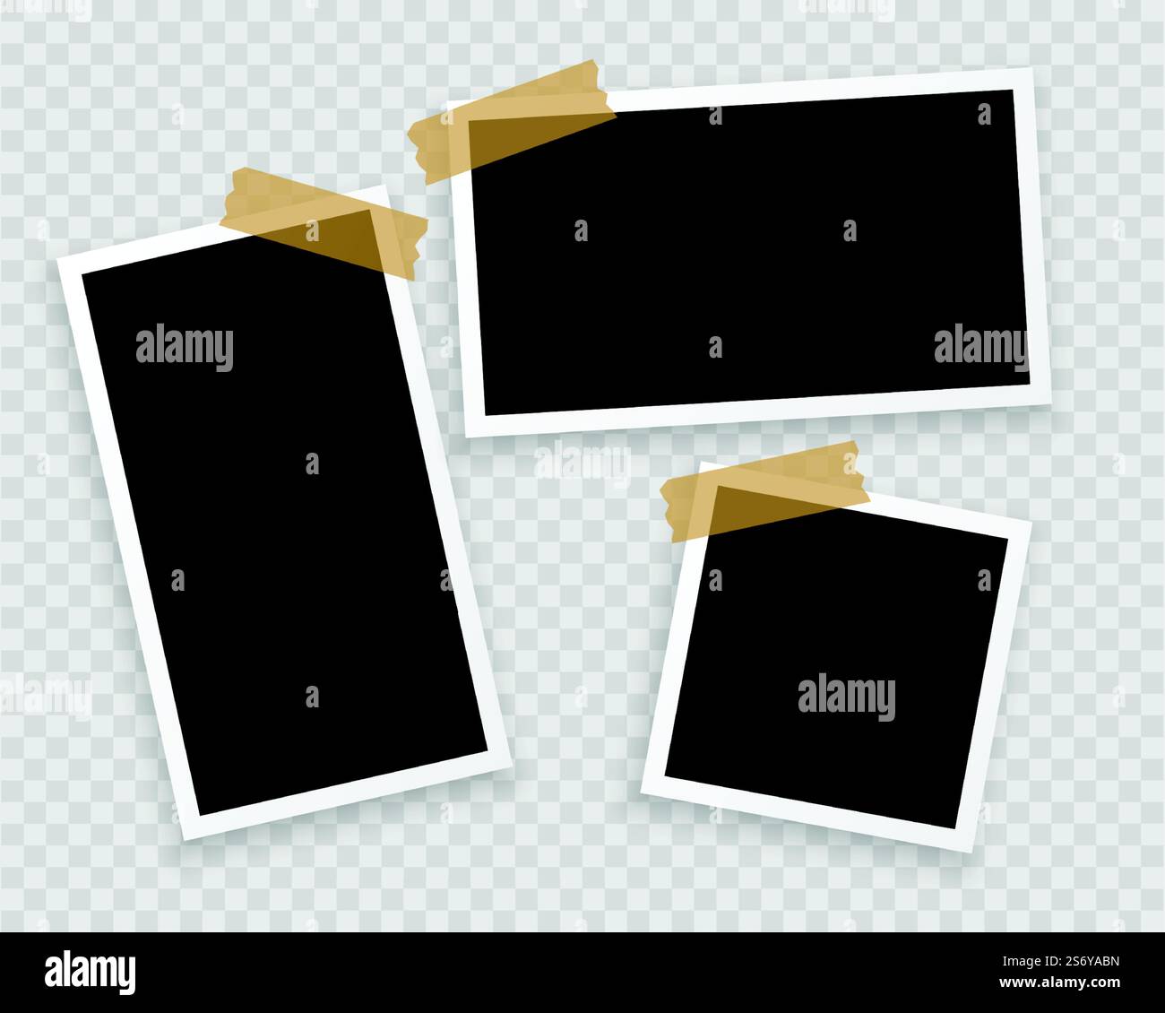 photo frames with adhesive tape on transparent background Stock Vector ...