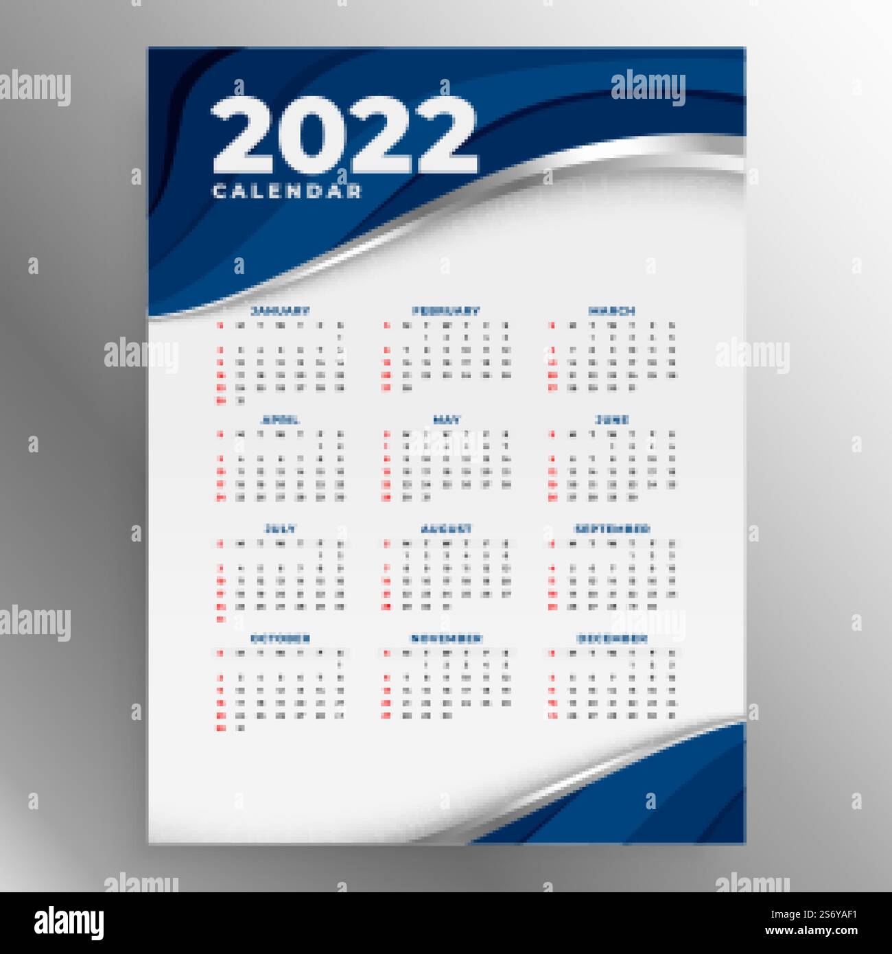 wave style 2022 calendar template design Stock Vector Image & Art - Alamy