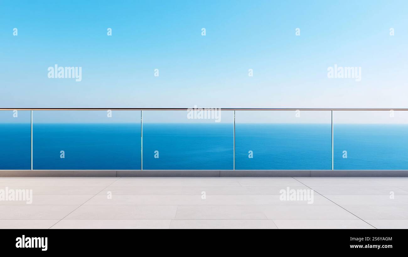 Spotless Glass Balcony Railing Overlooking Scenic Ocean Panorama with ...