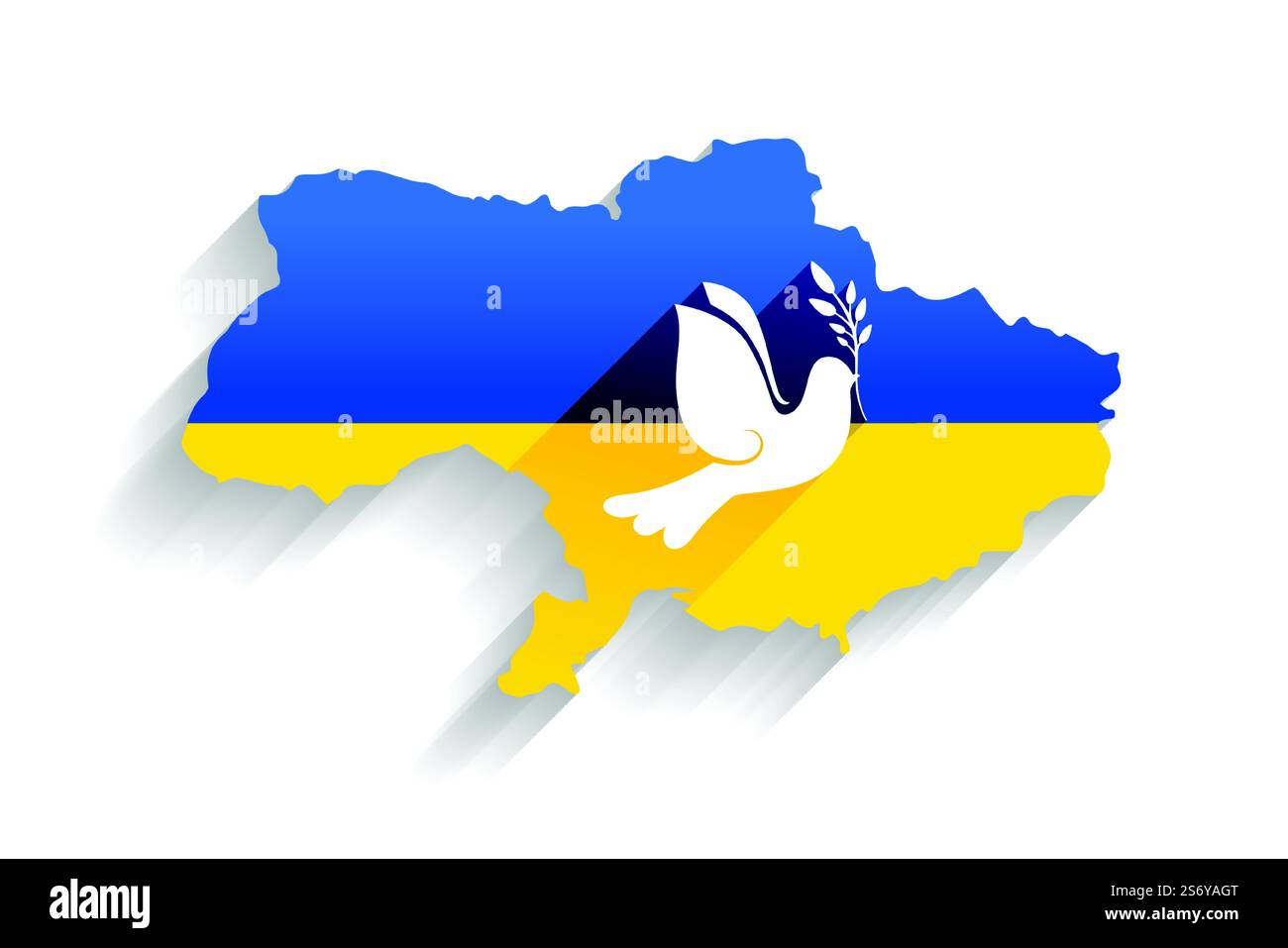 ukraine map in flag colors with peace dove bird Stock Vector Image ...