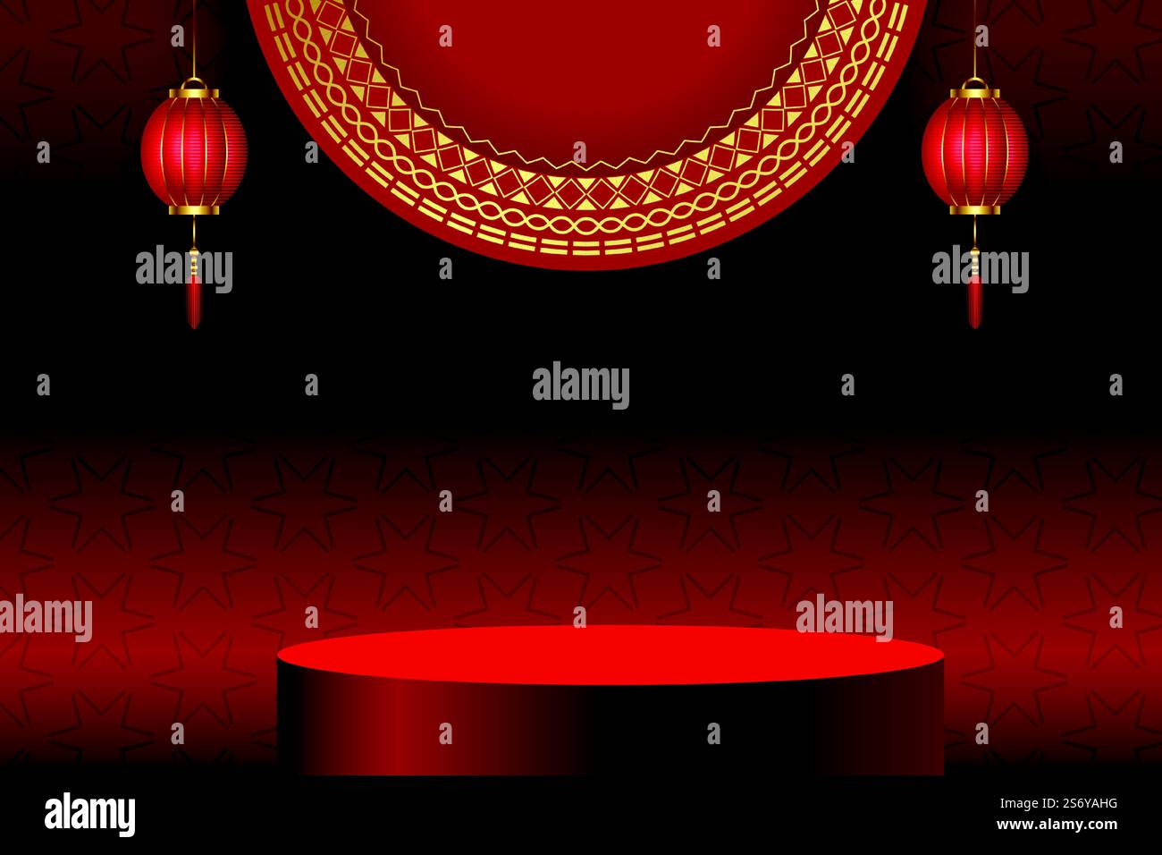 traditional chinese background with podium and lanterns Stock Vector ...
