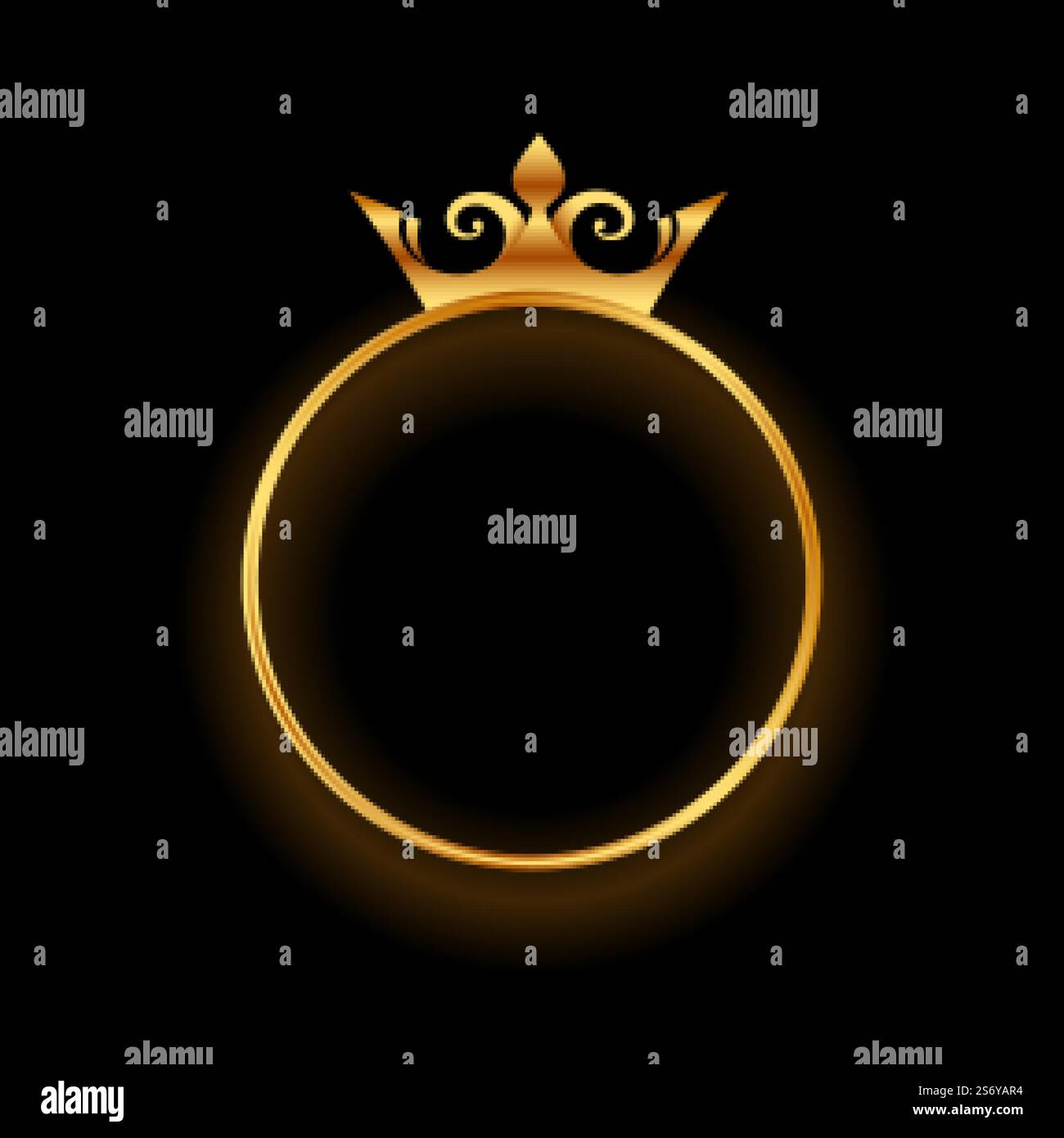 golden crown with circular ring frame background Stock Vector Image ...