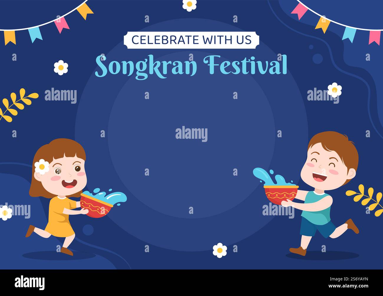 Songkran Festival Day Background Template Cartoon Vector Illustration ...