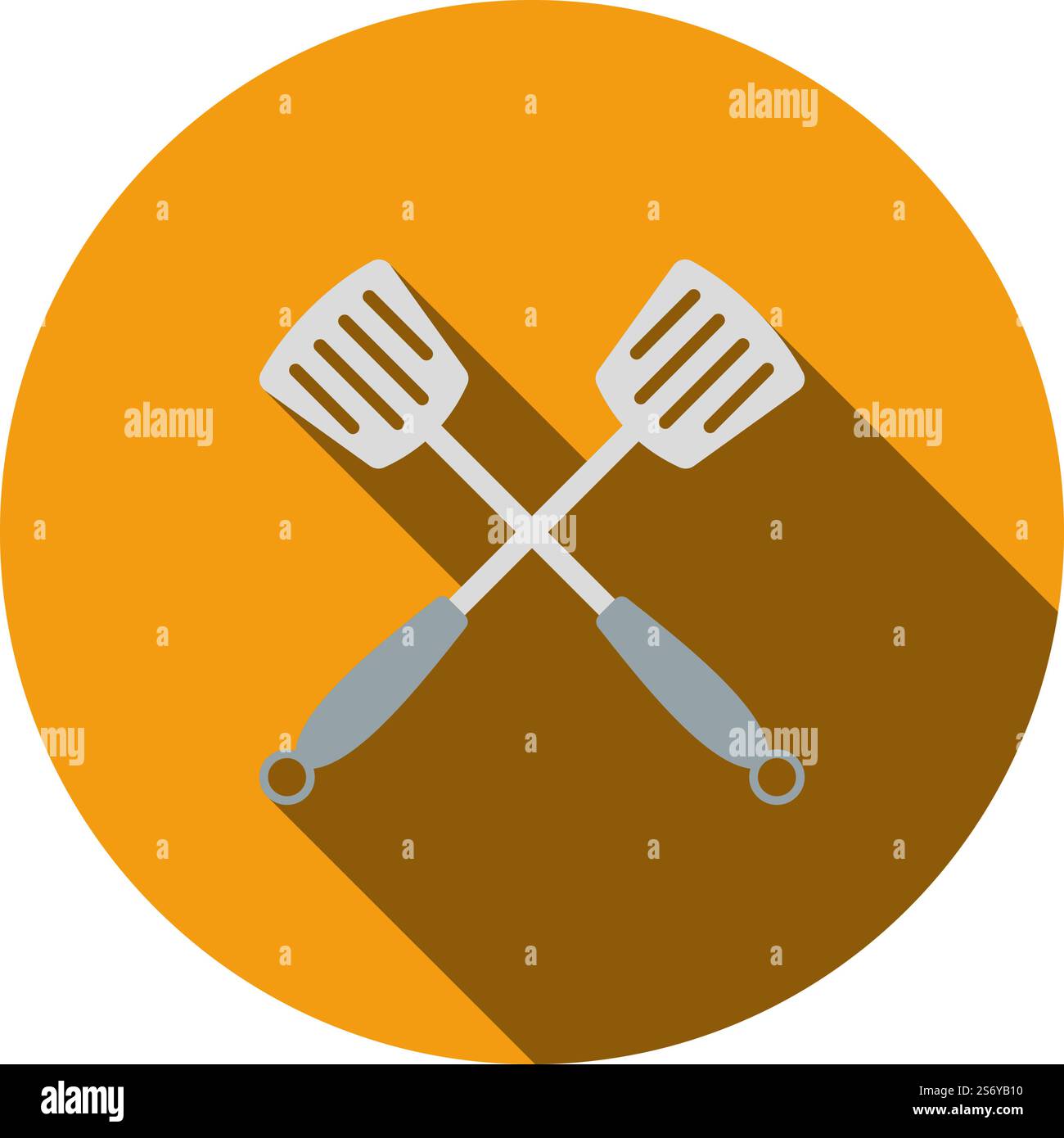 Crossed Frying Spatula. Flat Color Design. Vector Illustration Stock ...