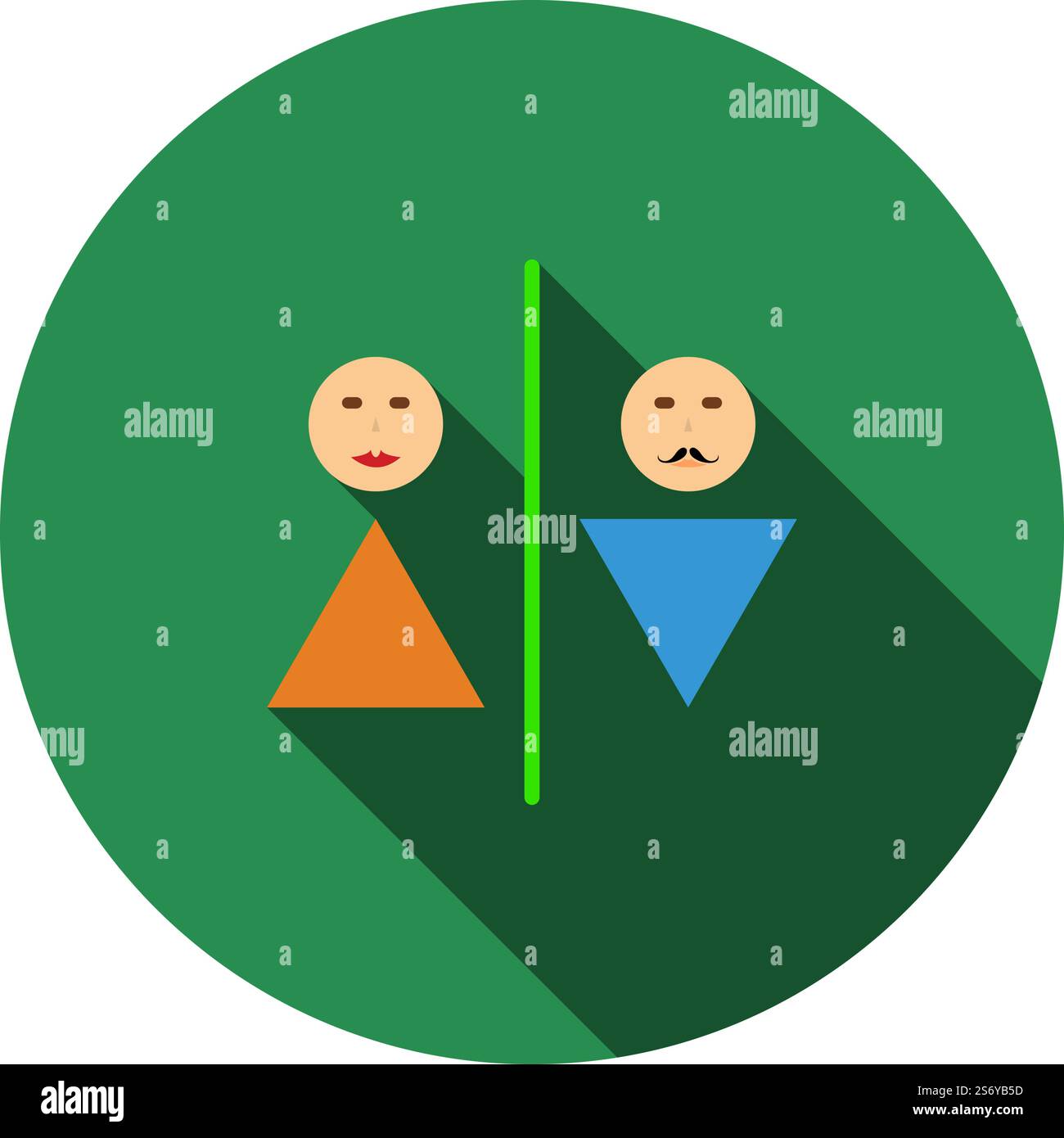 Toilet Icon. Flat Circle Stencil Design With Long Shadow. Vector ...