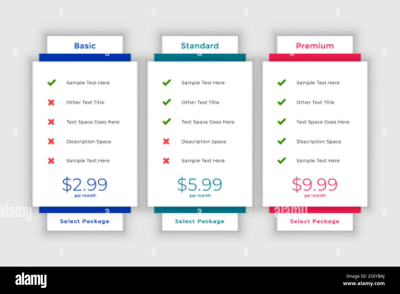 web modern pricing comparison table template Stock Vector Image & Art - Alamy