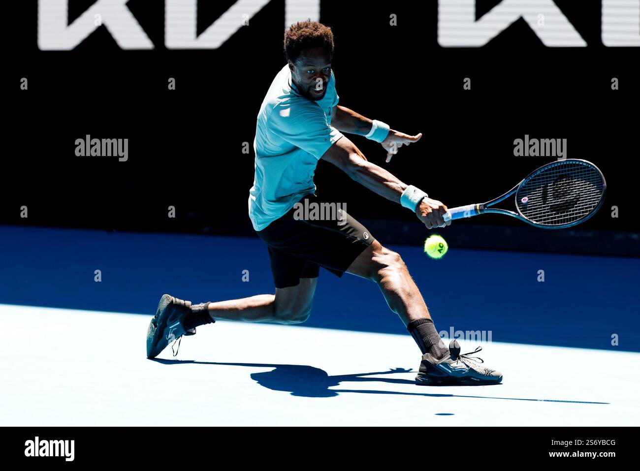 January 18, 2025: MELBOURNE, AUSTRALIA - JANUARY 18: Gael Monfils of France hits a backhand ...