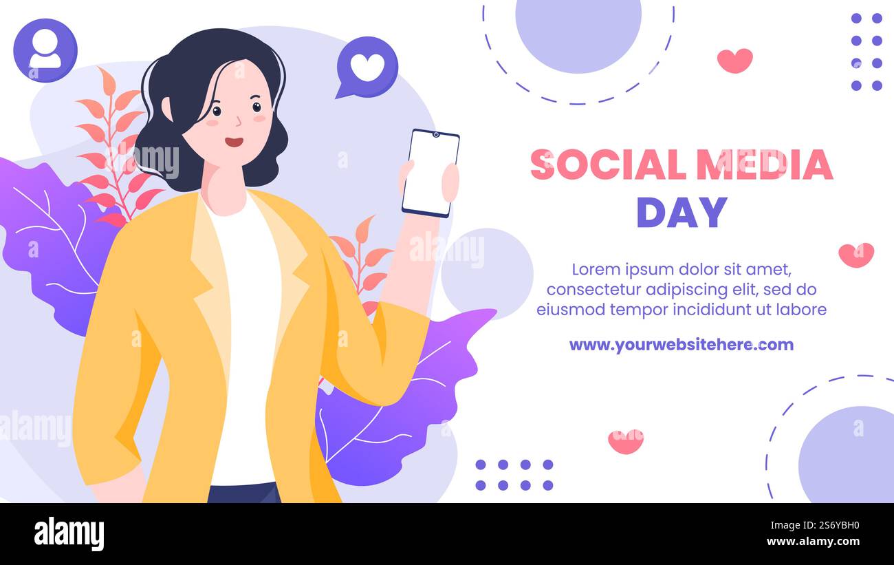 Social Media Day Twitch Background Template Flat Cartoon Vector ...