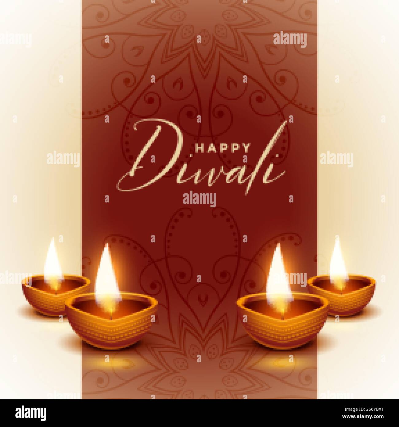 realistic happy diwali diya background design Stock Vector Image & Art ...