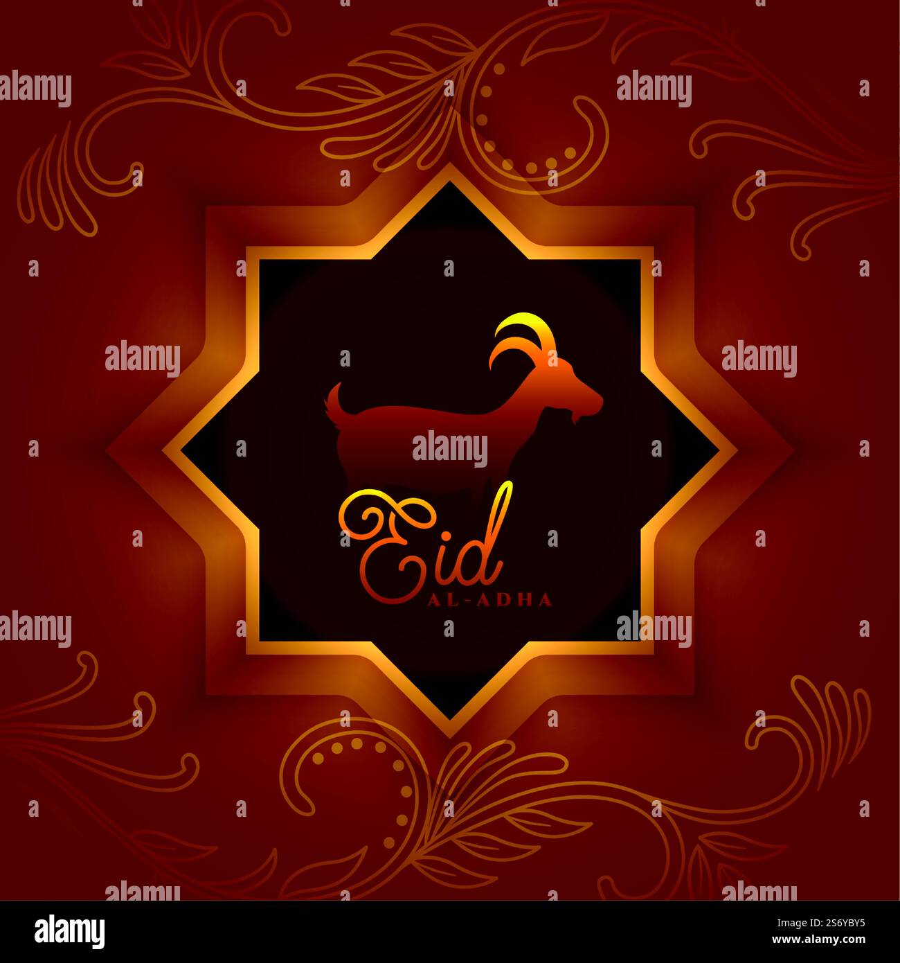arabic floral style eid al adha bakrid greeting design Stock Vector ...