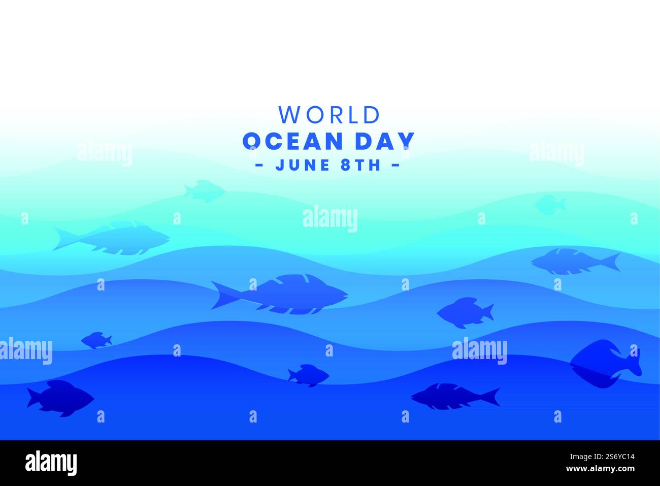 world ocean day poster with sea waves and fish Stock Vector Image & Art ...