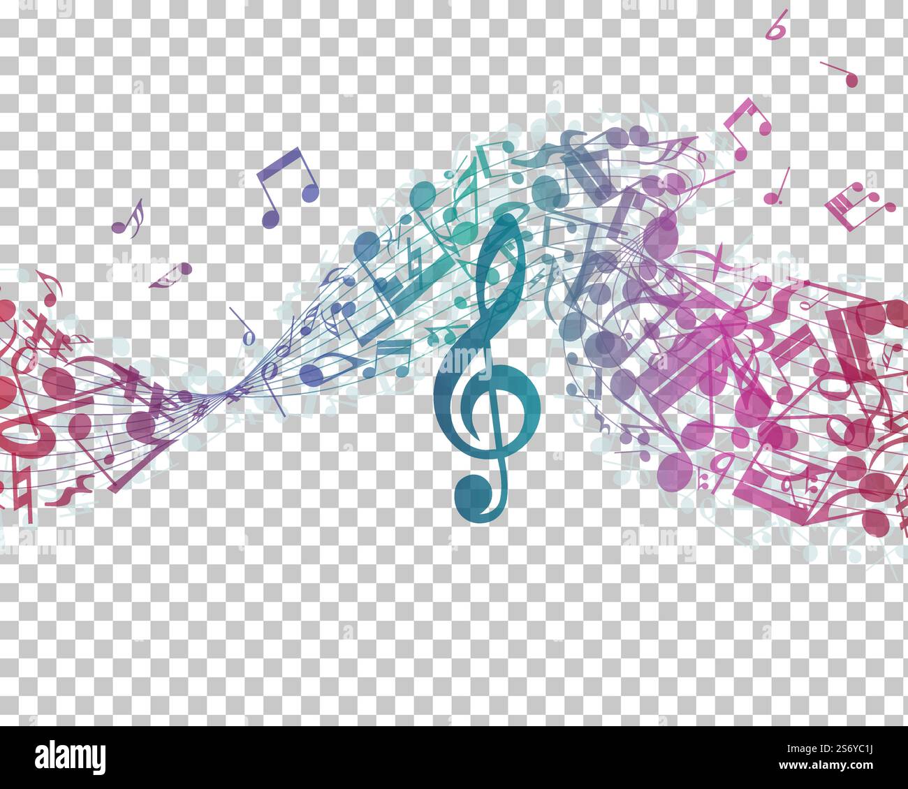 Multicolour musical notes staff background. Vector illustration with ...