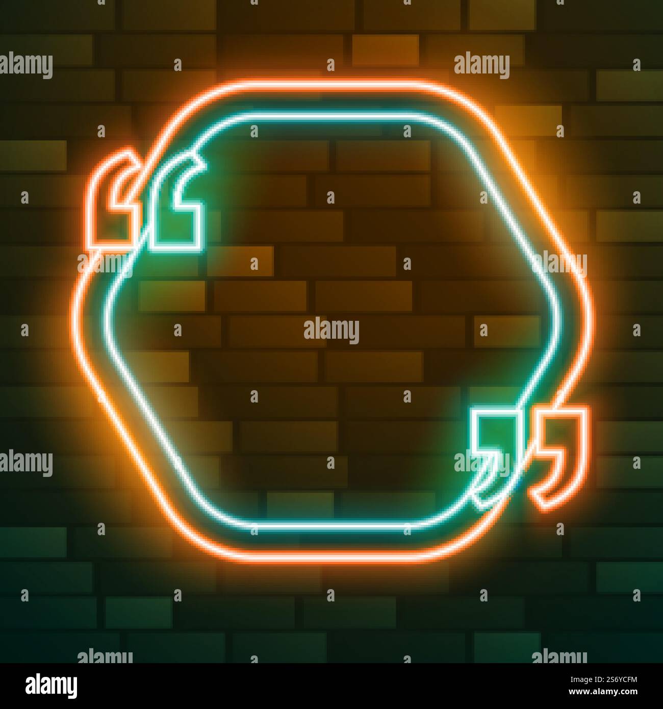 neon quotation frame with text effect Stock Vector Image & Art - Alamy