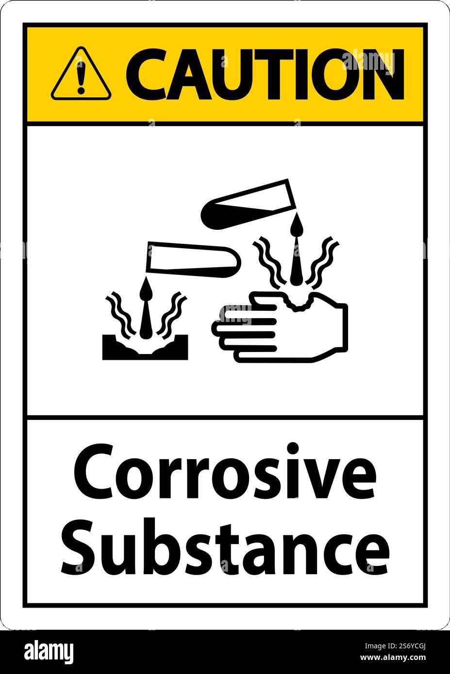 Caution Sign Corrosive Substance On White Background Stock Vector Image ...