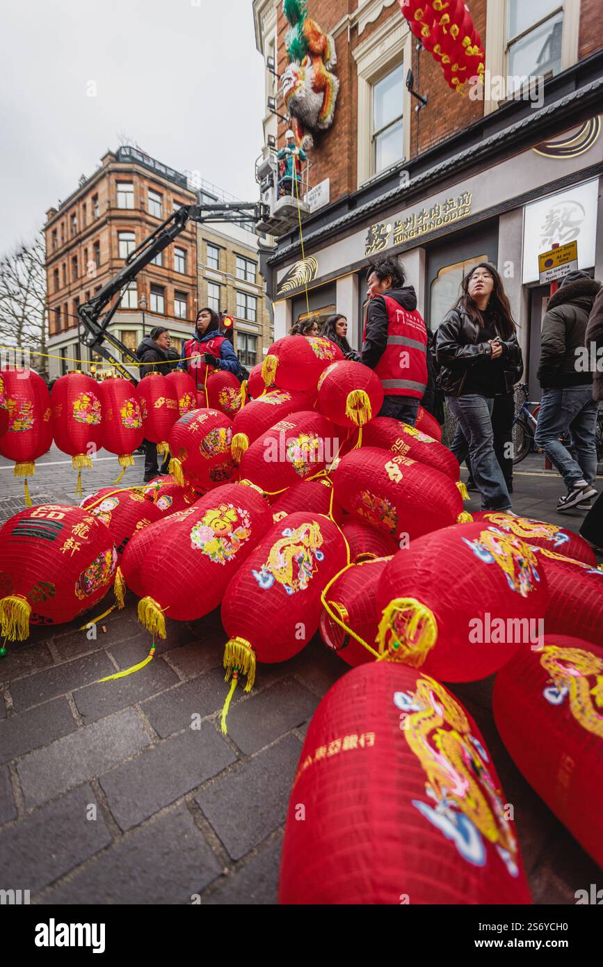 Preparation for the lunar new year of the snake in London Stock Photo ...