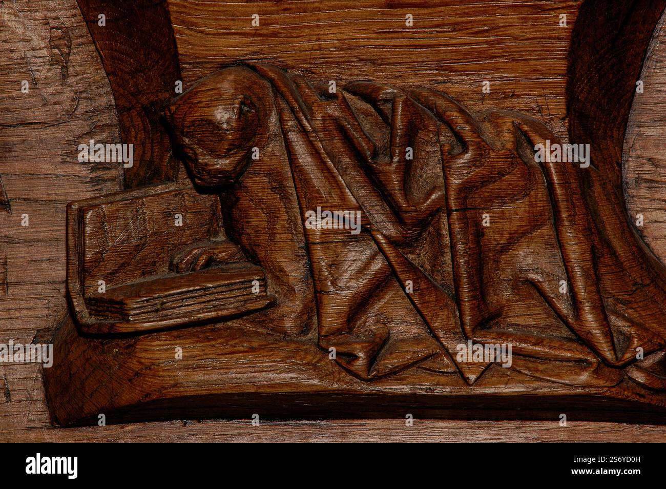 An unidentified animal reads a book. Said to depict a fox, wolf or ...