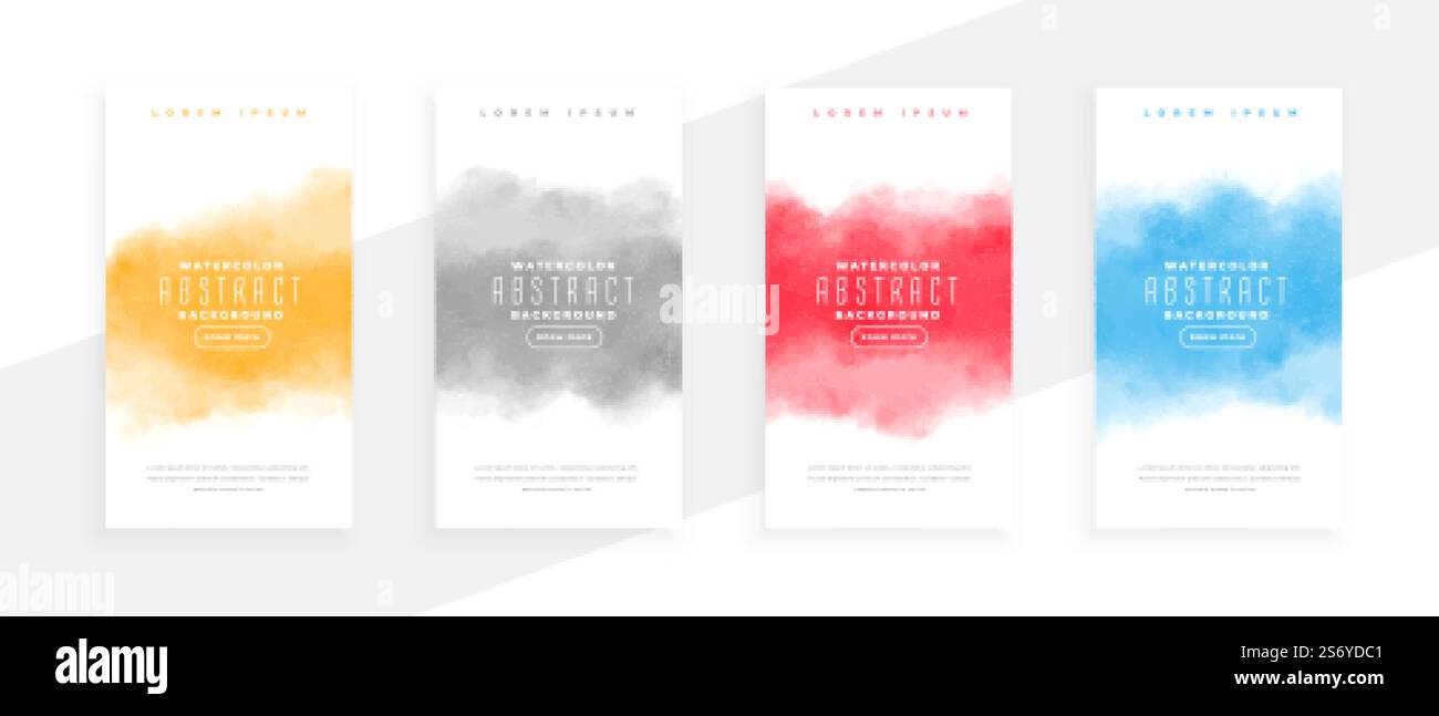 watercolor paint cloud texture banners set of four Stock Vector Image ...