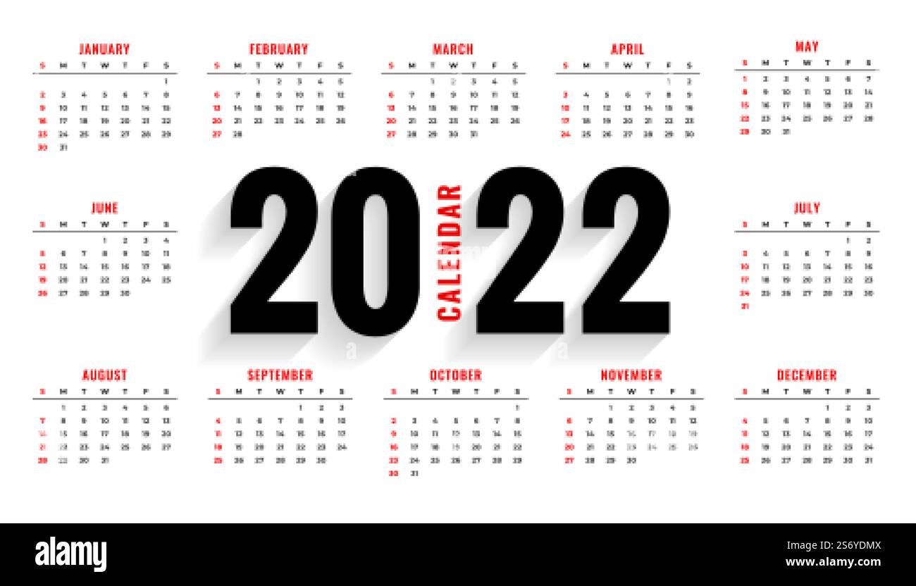 simple 2022 wide calendar template design Stock Vector Image & Art - Alamy