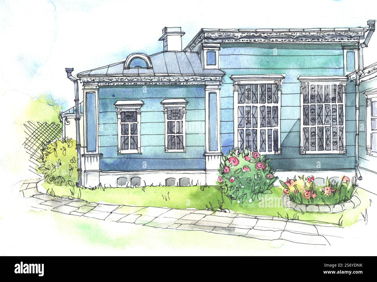 Old paintings of house Cut Out Stock Images & Pictures - Alamy