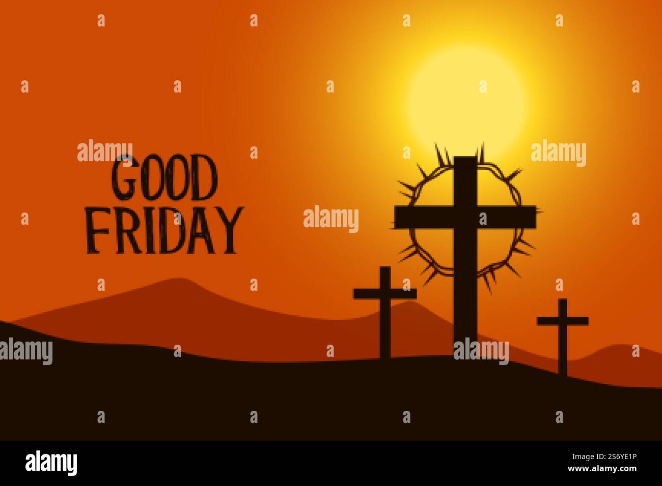 good friday crosses sunset scene background Stock Vector Image & Art ...