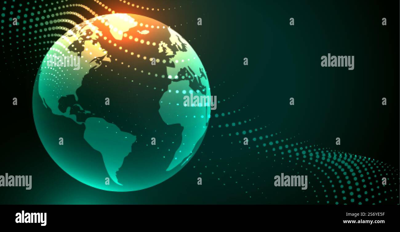 futuristic earth digital background with particle effect Stock Vector ...