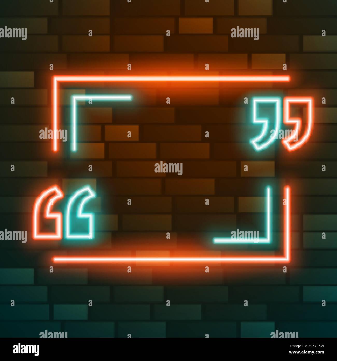 glowing frame design with quote marks Stock Vector Image & Art - Alamy