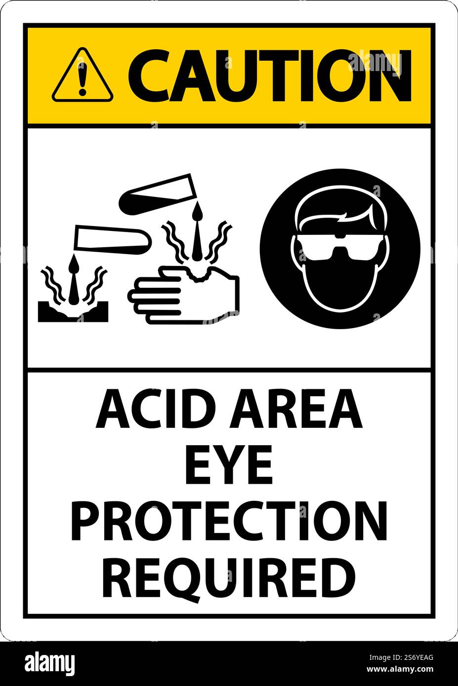 Caution Acid Area Eye Protection Required Sign With Sign Stock Vector ...