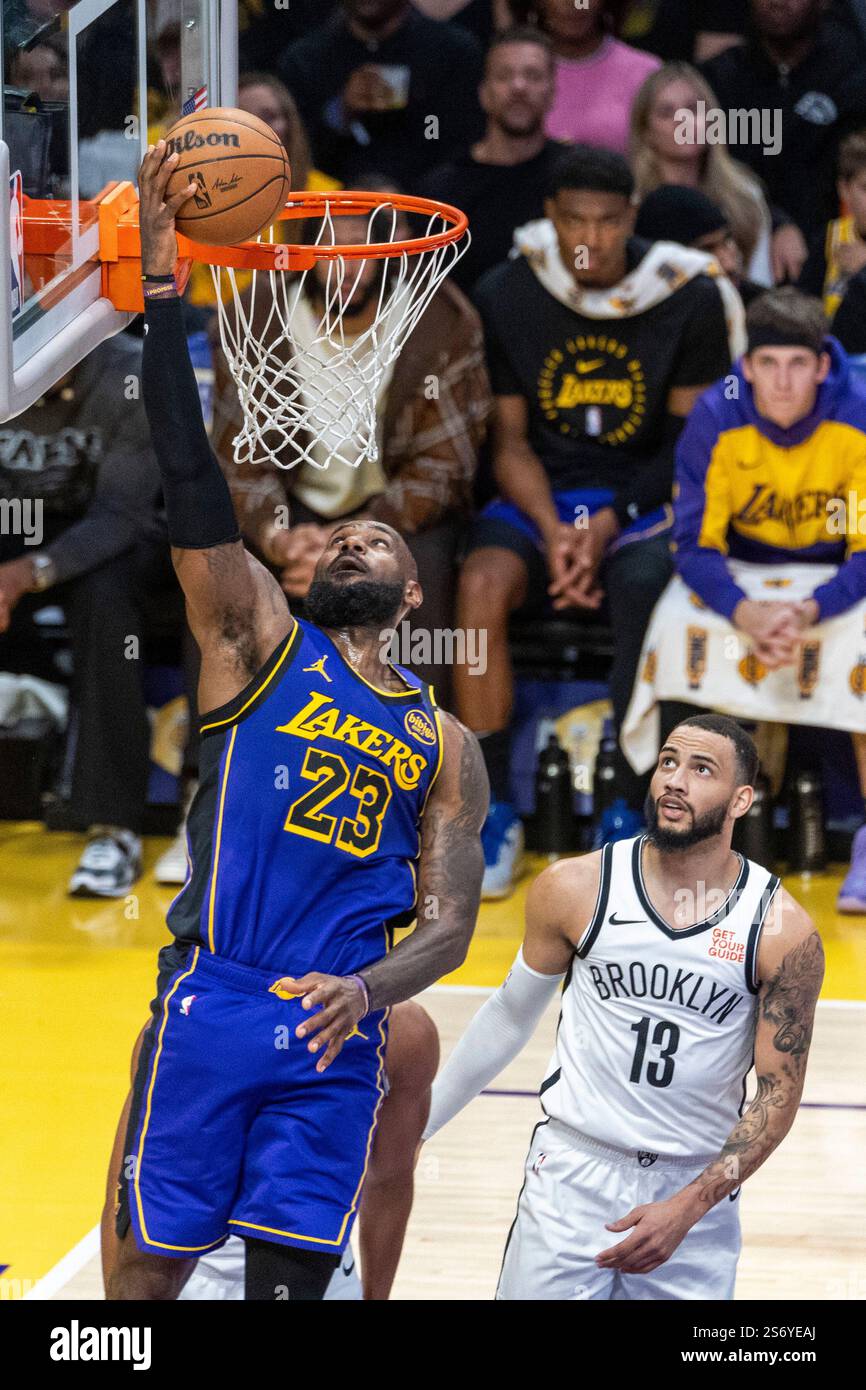 Los Angeles, USA. 17th Jan, 2025. Los Angeles Lakers' LeBron James (L ...